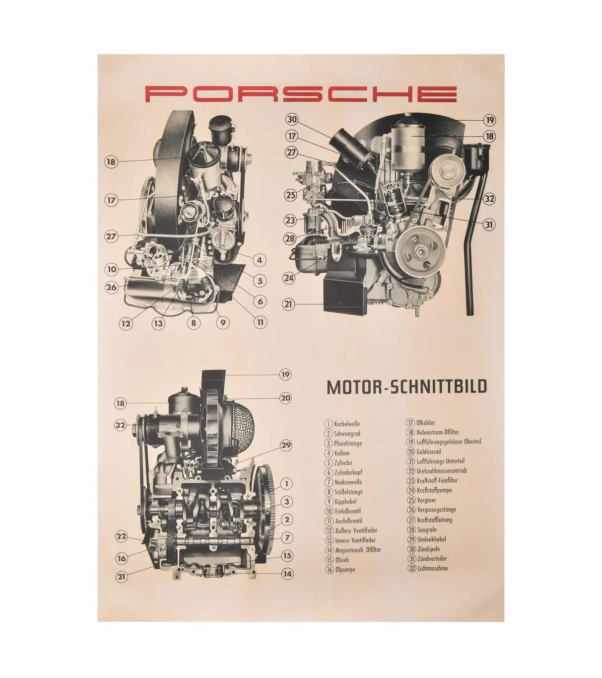 Cross-section of the Porsche 356 A engine | PORSCHE SHOP